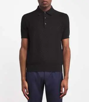 Brioni Cotton-silk-cashmere Polo Shirt - Black