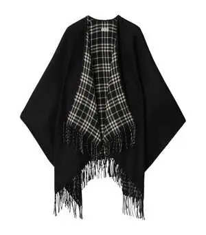 Burberry Wool Reversible Check Cape - Black