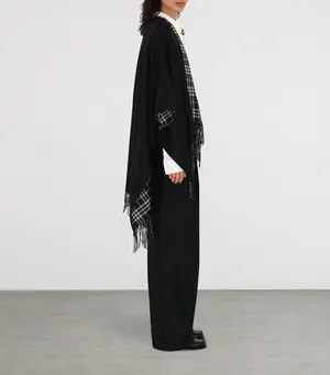 Burberry Wool Reversible Check Cape - Black