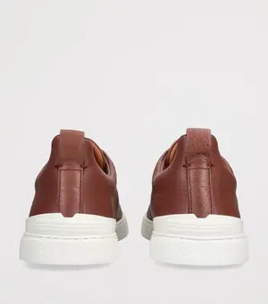 Zegna Leather Triple Stitch Sneakers - Red