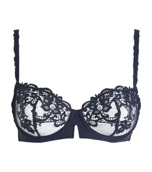 Simone Perele Lace Saga Half-cup Bra - Navy