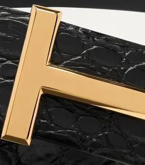 TOM FORD Leather Reversible T Icon Belt - Black