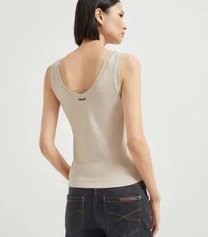 Brunello Cucinelli Stretch-cotton Ribbed Tank Top - Beige