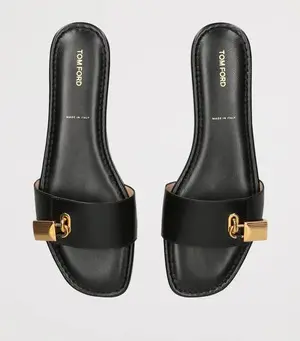 TOM FORD Leather Padlock-detail Slides