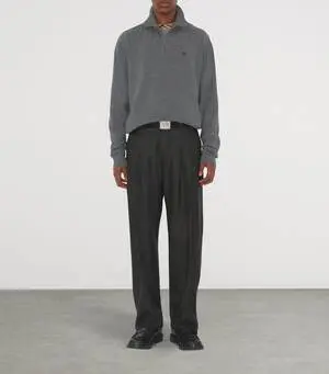 Burberry Cashmere-blend Quarter-zip Slim Sweater - Grey