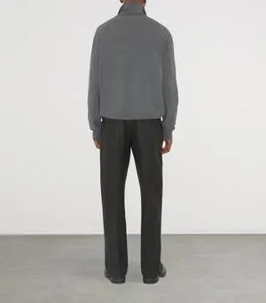 Burberry Cashmere-blend Quarter-zip Slim Sweater - Grey