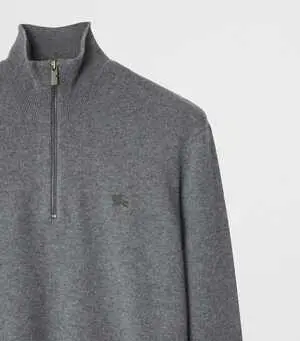 Burberry Cashmere-blend Quarter-zip Slim Sweater - Grey