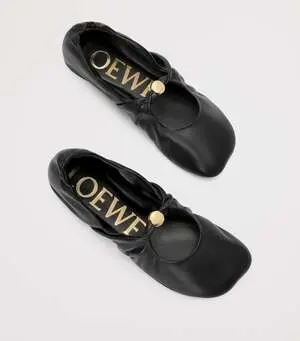 Loewe Leather Pebble Ballerinas - Black