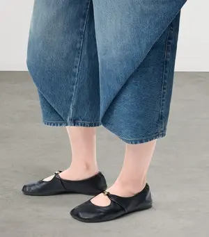 Loewe Leather Pebble Ballerinas - Black