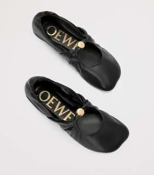 Loewe Leather Pebble Ballerinas - Black