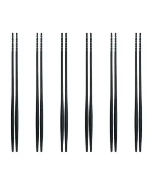 BUGATTI Set Of 6 Stainless Steel Natura Chopsticks - Black