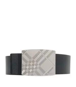 Burberry Leather Check Reversible Belt - Black