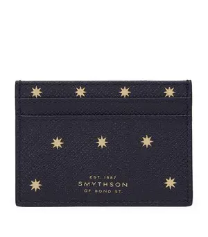 Smythson Panama Leather Stars Card Holder - Blue