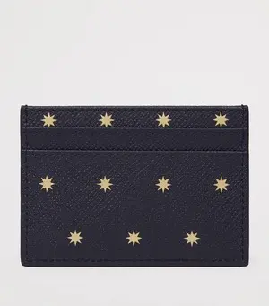 Smythson Panama Leather Stars Card Holder - Blue