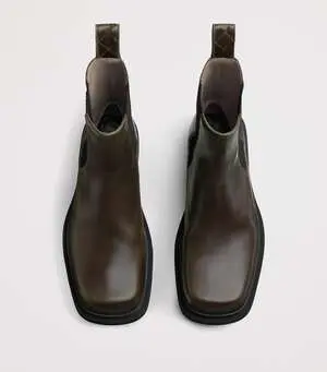 Bottega Veneta Leather Intrecciato-detail Ben Chelsea Boots - Brown
