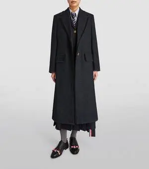 Thom Browne Tailored Wide-lapel Overcoat - Navy