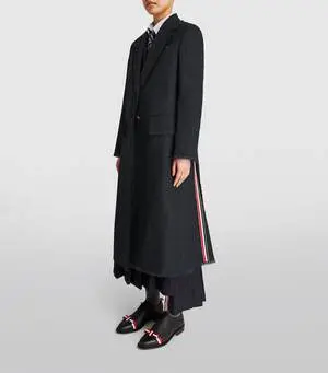Thom Browne Tailored Wide-lapel Overcoat - Navy