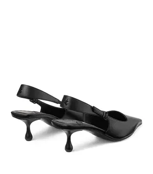 JIMMY CHOO Amel 50 Leather Slingback Pumps - Black