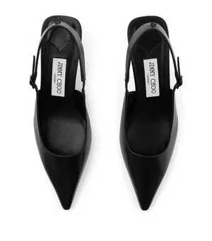 JIMMY CHOO Amel 50 Leather Slingback Pumps - Black