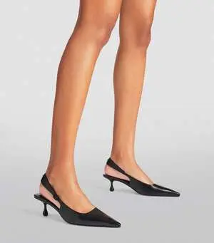 JIMMY CHOO Amel 50 Leather Slingback Pumps - Black