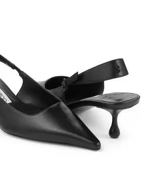 JIMMY CHOO Amel 50 Leather Slingback Pumps - Black