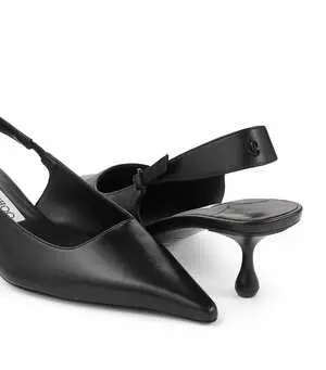 JIMMY CHOO Amel 50 Leather Slingback Pumps - Black