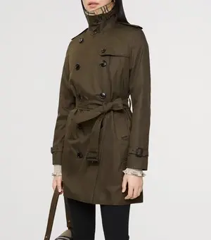 Burberry Kensington Tropical Gabardine Trench Coat - Green
