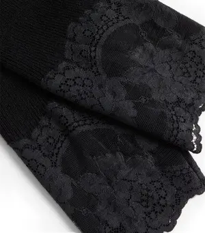 Valentino Garavani Cashmere Leggings With Floral Lace Hem