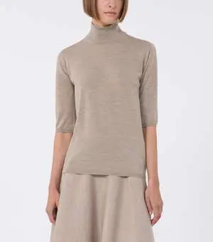 Max Mara Virgin Wool High-neck Top - Brown