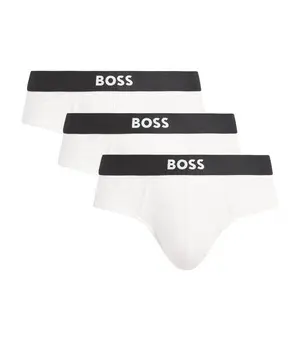 BOSS Stretch-cotton Logo Briefs - White