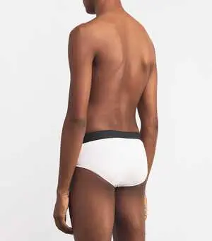 BOSS Stretch-cotton Logo Briefs - White
