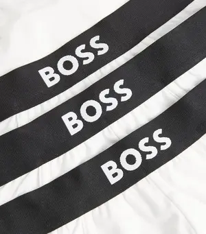 BOSS Stretch-cotton Logo Briefs - White
