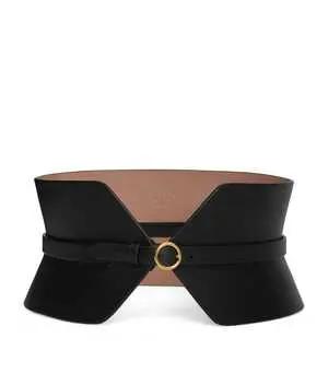 Alaïa Leather Bustier Belt - Black
