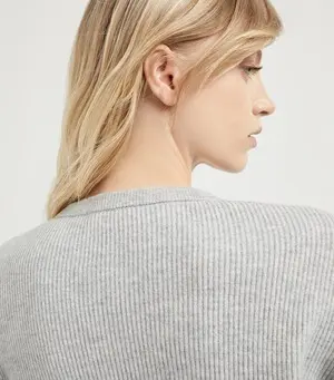 Brunello Cucinelli Cashmere Sweater With Monili Trim - Grey