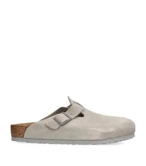 BIRKENSTOCK Suede Boston Clogs - Grey