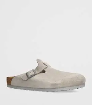 BIRKENSTOCK Suede Boston Clogs - Grey