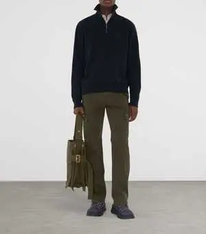 Burberry Cashmere-blend Quarter-zip Slim Sweater - Navy