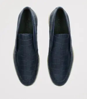 BROTINI Alligator Skin Ankle Boots - Navy