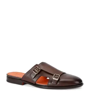 Santoni Monk Strap Leather Slippers