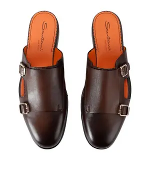 Santoni Monk Strap Leather Slippers