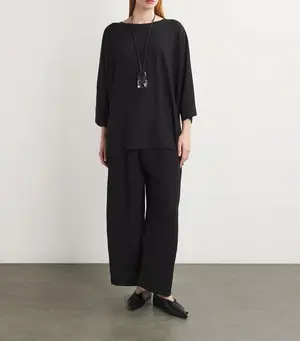 Eskandar Silk Boat-neck Top - Black