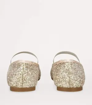 PAPOUELLI Leather Glitter Ballet Flats