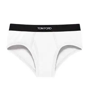 TOM FORD Stretch-cotton Logo Briefs - White