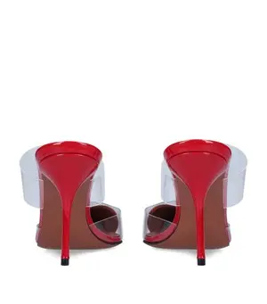 Alaïa Leather Coeur Mules - Red