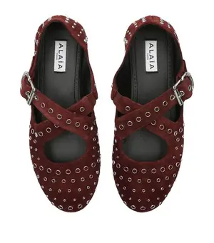 Alaïa Suede Criss-cross Ballet Flats - Brown