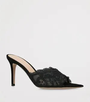 GIANVITO ROSSI Lace Claudia Mules - Black