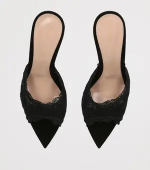 GIANVITO ROSSI Lace Claudia Mules - Black