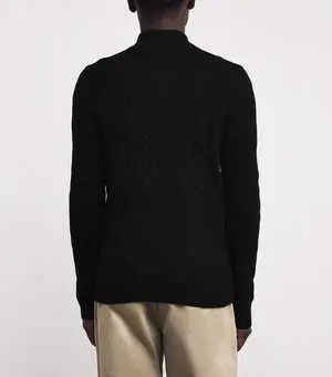 Polo Ralph Lauren Wool-cashmere Quarter-zip Cable Knit Sweater - Black
