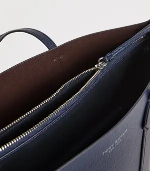 Tory Burch Leather Perry Tote Bag - Navy
