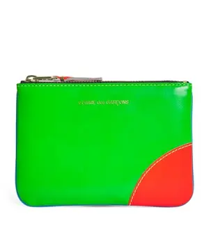 Comme Des Garçons Small Leather Super Fluo Pouch - Blue